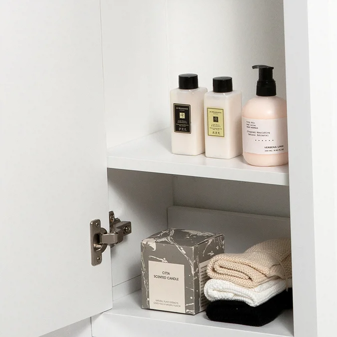 Montrose 400mm White Cloakroom Vanity Unit with Brushed Brass Handle ...