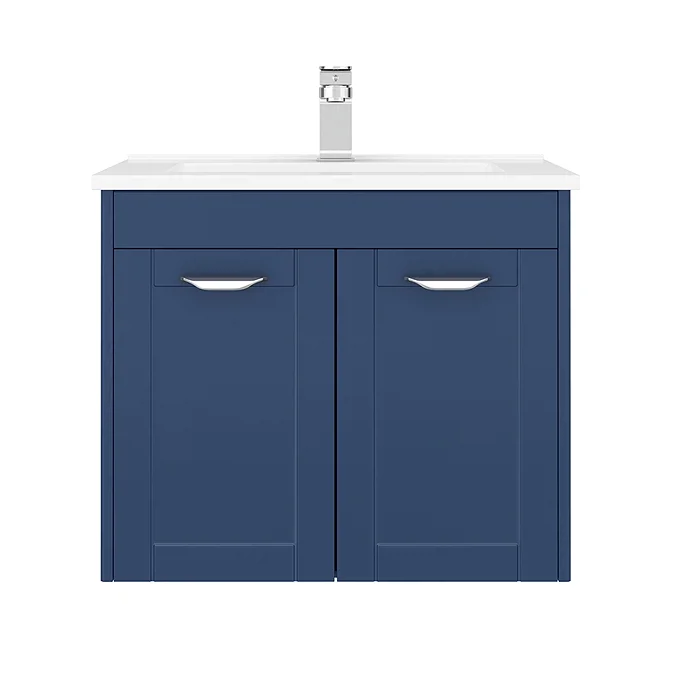 Keswick Blue 620mm Traditional Wall Hung 2 Door Vanity Unit - Fizzy Bath