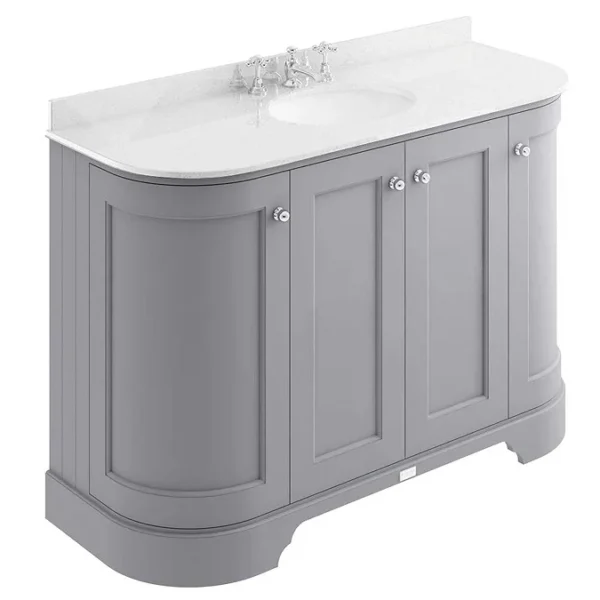 Bayswater Plummett Grey Curved 1200mm 4-Door Vanity Unit & 3TH White ...
