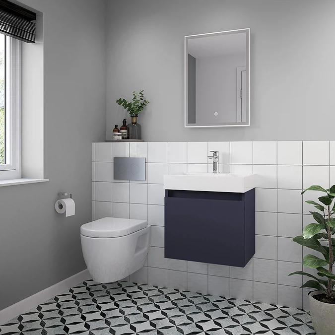 Arezzo Slim Wall Hung Vanity Unit – Matt Blue – 500 x 300mm - Fizzy Bath