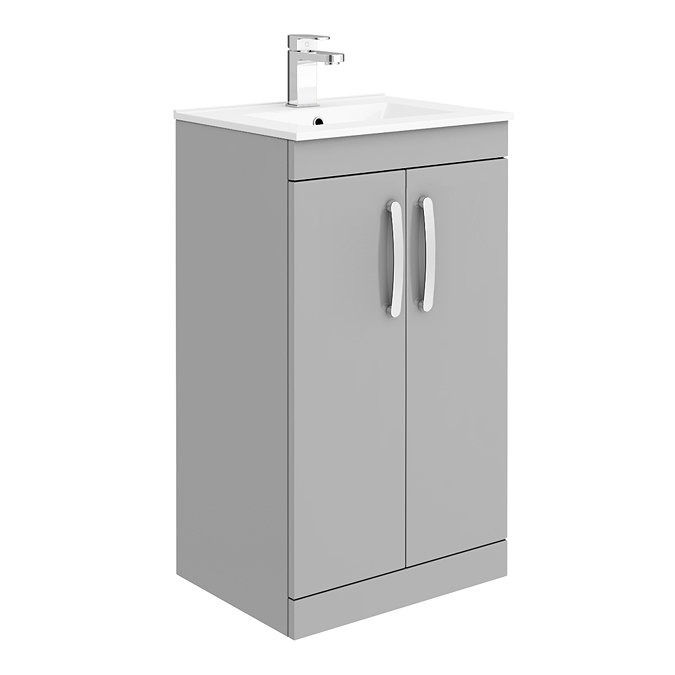 Brooklyn 500mm Grey Mist Vanity Unit – Floor Standing 2 Door Unit with ...