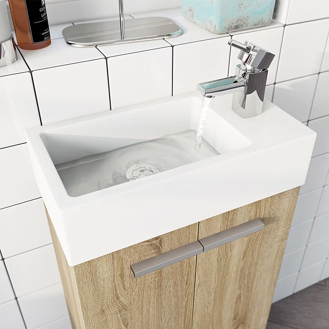 Clarity Compact Oak Floorstanding 410mm Vanity Unit and Basin - Fizzy Bath