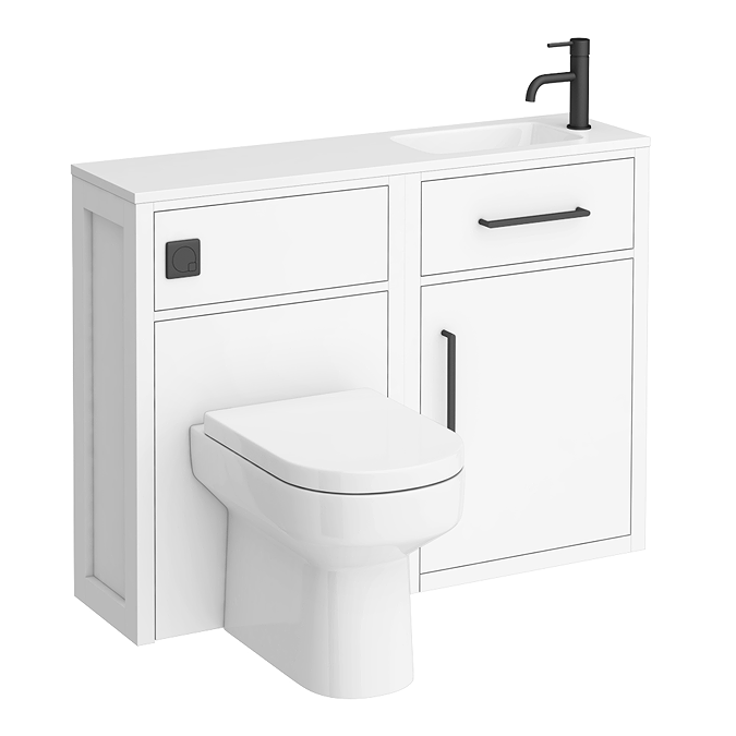 Montrose White Combination Vanity and WC Unit with Matt Black Handles ...