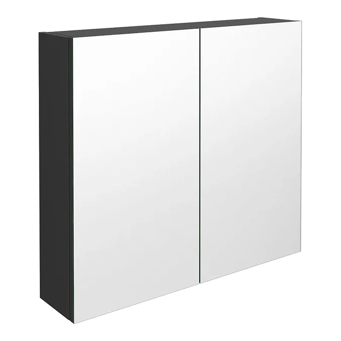 Brooklyn 800mm Gloss Grey Bathroom Mirror Cabinet – 2 Door - Fizzy Bath