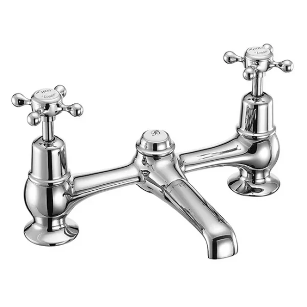 Burlington Claremont – Chrome 2 Tap Hole Bridge Basin Mixer with Plug ...