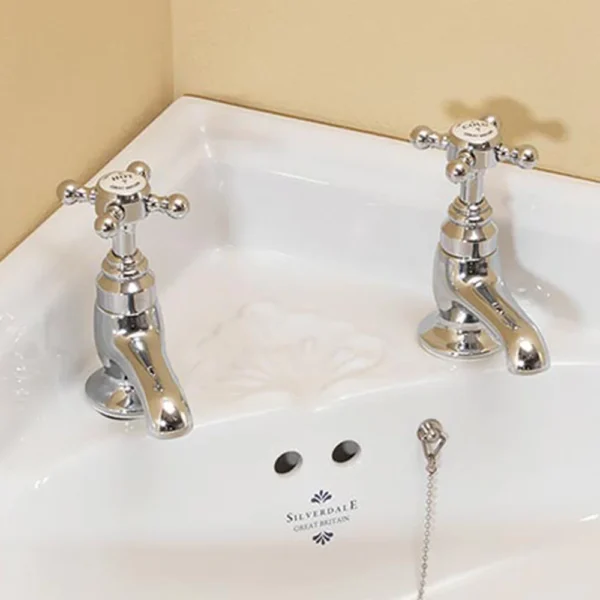 Silverdale Victorian Cloakroom Basin Pillar Taps Chrome - Fizzy Bath